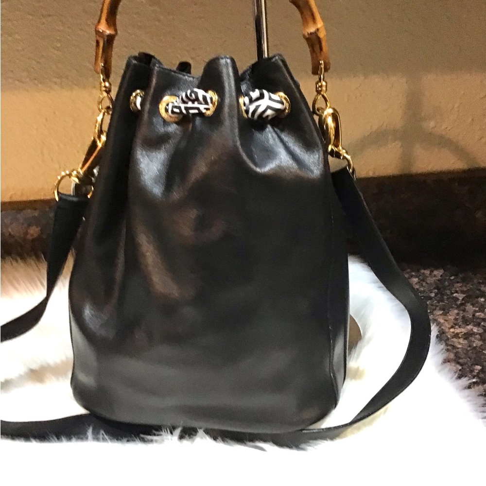 Beautiful Gucci Bamboo Leather Drawstring Bag - Gem